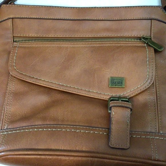 boc | Bags | Boc Born Concept Brown Faux Leather Zip Snap Multi ...
